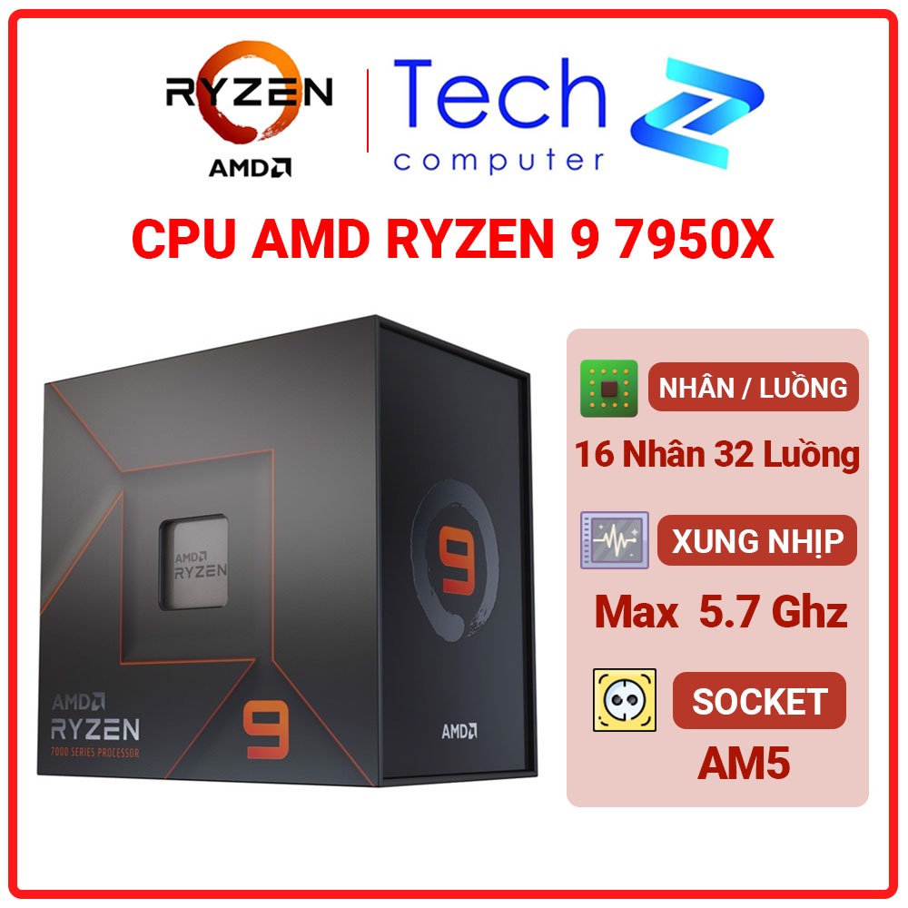 CPU AMD Ryzen 9 7950X New Box Bảo Hành 3 Năm | Shopee Việt Nam