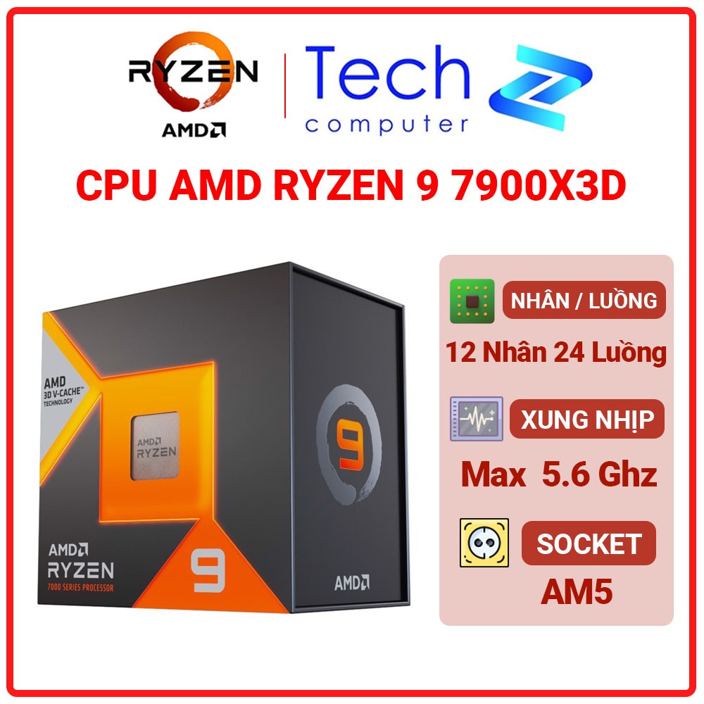 CPU AMD RYZEN 9 7900X3D New Box Bảo Hành 3 Năm | Shopee Việt Nam