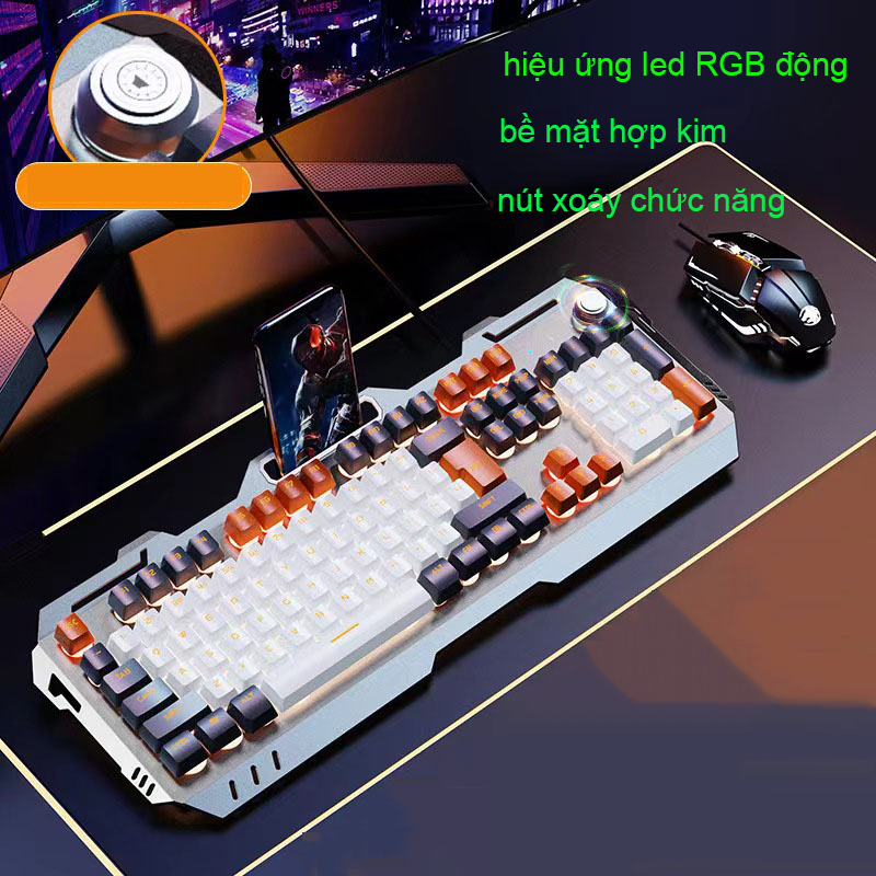 Bàn phím TK80 giả cơ gaming Có Dây/ bề mặt hợp kim/nút xoáy chức năng ...