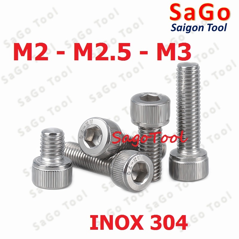 Bulong lục giác đầu trụ Inox 304 M2 M2.5, Ốc lục giác inox 304 đủ size ...