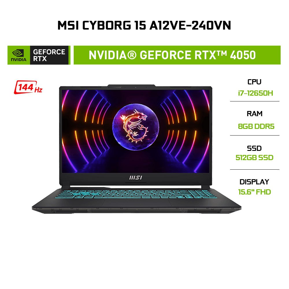 Laptop Gaming MSI Cyborg 15 A12VE-240VN i7-12650H | 8G | 512GB | RTX ...