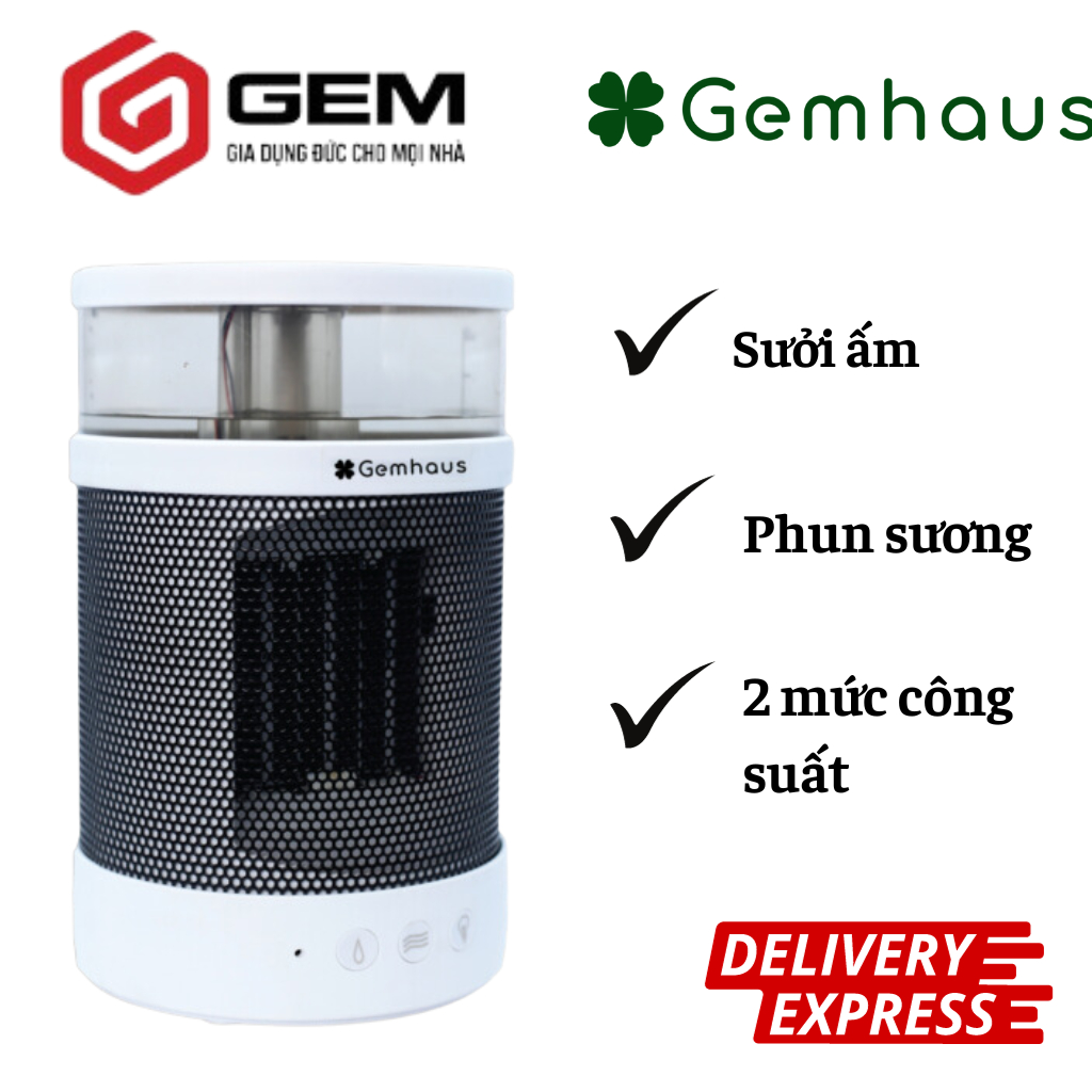 Máy sưởi gốm đa năng Gemhaus PTC800 kết hợp phun sương và đèn ngủ | Shopee Việt Nam