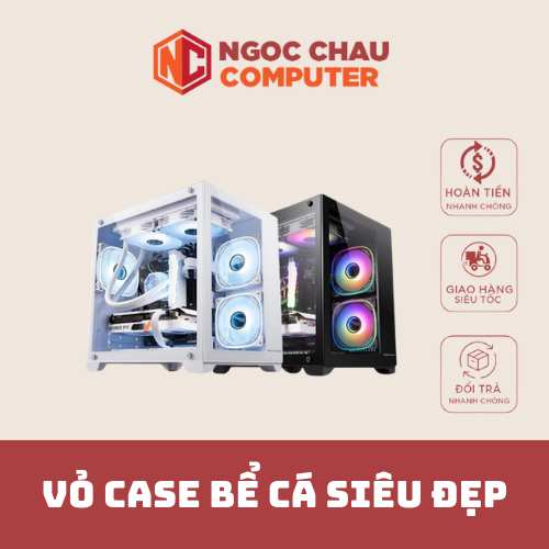 Vỏ Case Máy Tính vỏ case bể cá, vỏ RUIX A1 - ATX, Dải led RGB, Mặt Hông ...