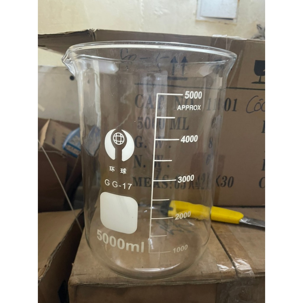 Dụng cụ thí nghiệm, cốc đốt thủy tinh chịu nhiệt 2000ml - 3000ml - 5000ml có mỏ, có vạch chia đo ...