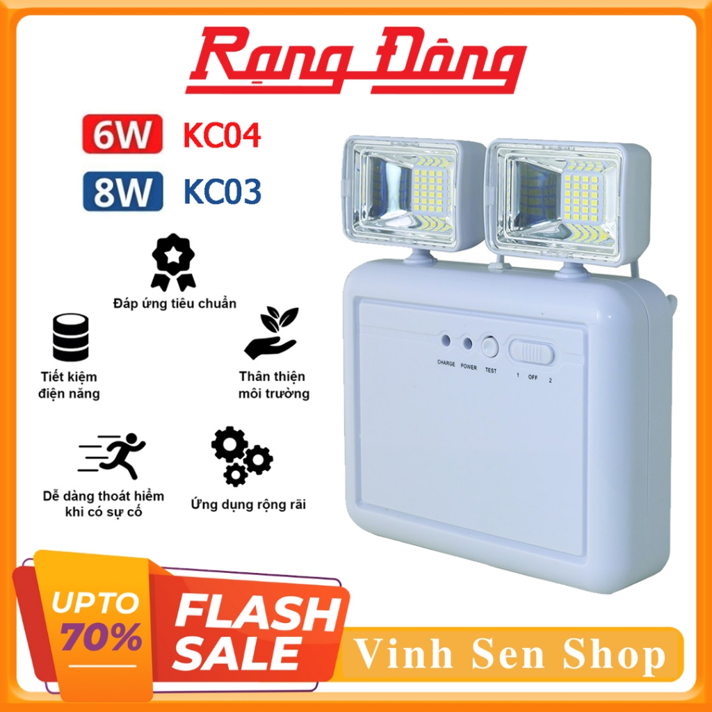 Đèn sự cố Rạng Đông D KC04/6W D KC03/8W, LED siêu sáng, tiết kiệm điện, dễ thoát hiểm khi có sự ...