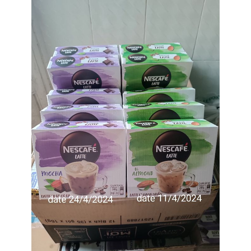 Nescafe hòa tan sữa hạt LATTE vị sôcôla _vị hạnh nhân_hạt phỉ [ hộp 10 ...