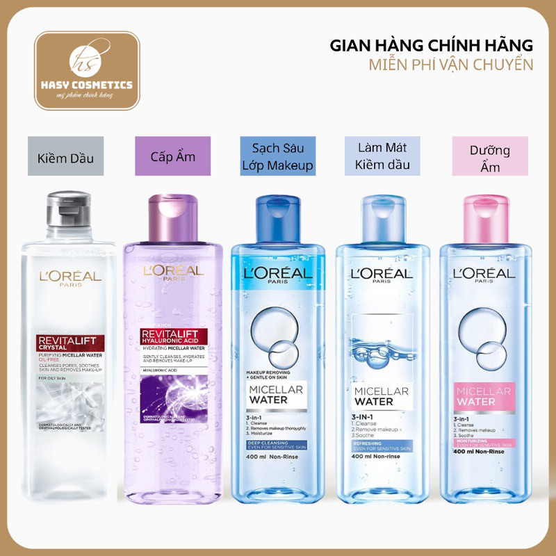 Nước tẩy trang Loreal Đủ 5 Màu L'Oréal Micellar 400ml | Shopee Việt Nam