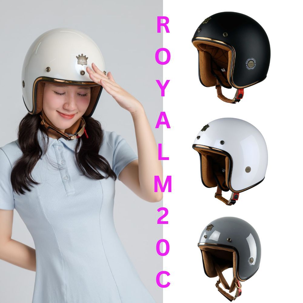 Mũ bảo hiểm 3/4 Royal M20C, Logo Viền Đồng nổi bật, nón xinh cá tính nhiều mầu (Size L-XL-XXL ...