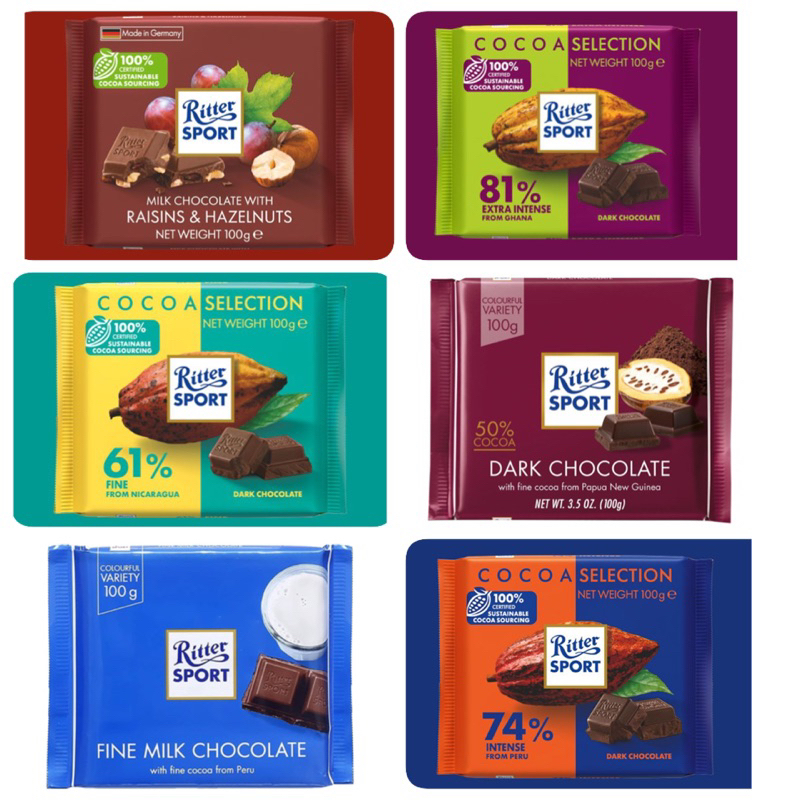 SOCOLA RITTER SPORT ĐỨC 100G FINE MILK/ RAISINS HAZELNUTS/ DARK ...