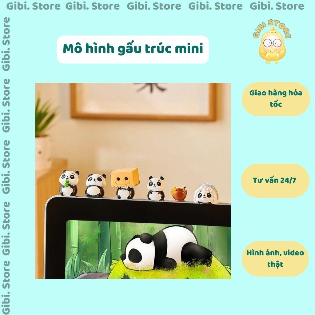 Set mô hình Gấu trúc thùng giấy GIBI STORE size mini nhiều mẫu mã dễ ...