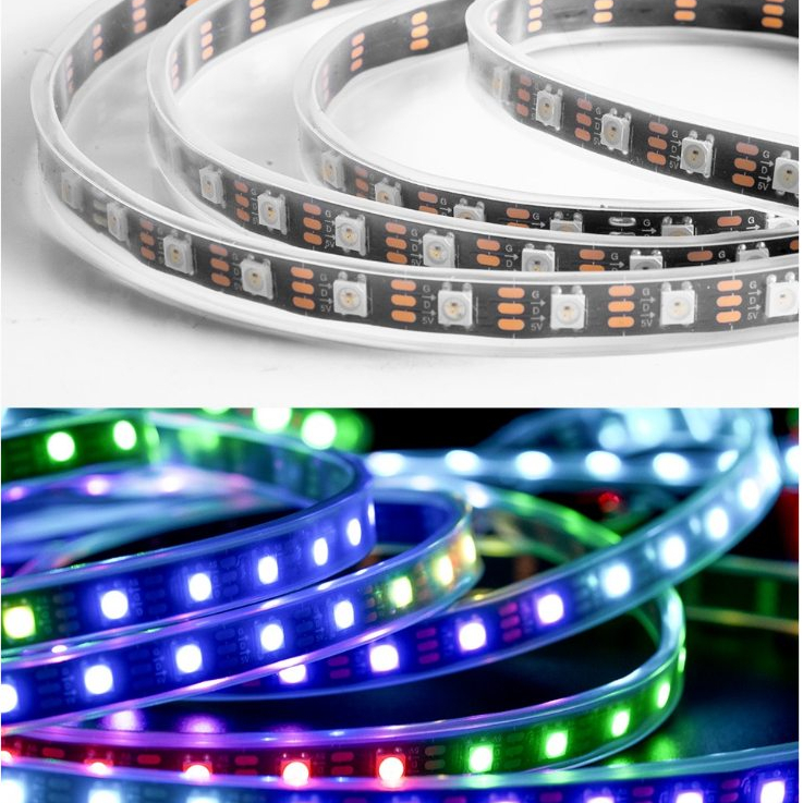 WS2812B dây Led ARGB 5V 60Led/m 5050 mỗi bóng một IC làm led đuổi, hiệu ...