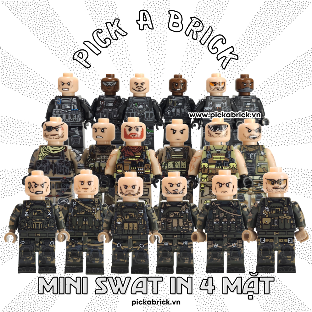 Minifigure lính SWAT in 4 mặt - Đồ chơi lắp ráp xếp hình nhân vật ...