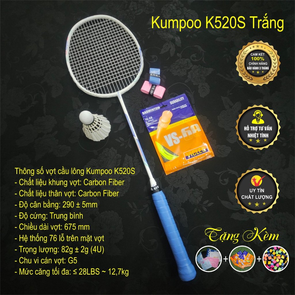 Vợt Cầu Lông Kumpoo Power Control K520 Pro, Kumpoo 520 Hồng, Kumpoo ...