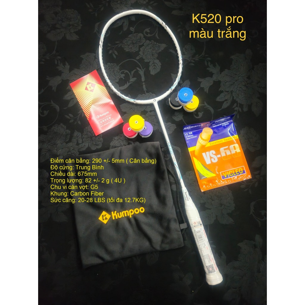 Vợt Cầu Lông Kumpoo Power Control K520 Pro, Kumpoo 520 Hồng, Kumpoo ...