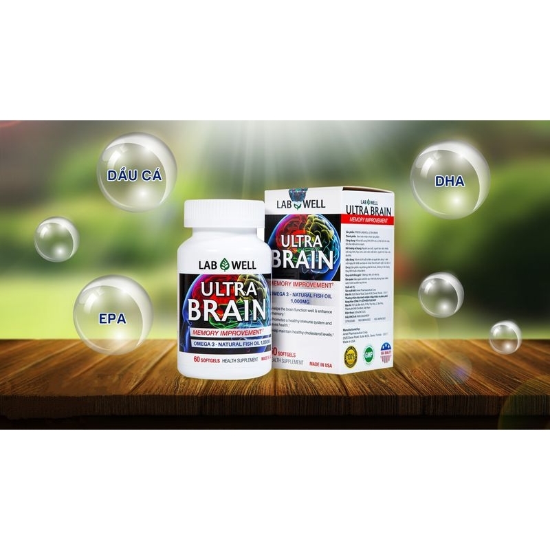 Viên uống Ultra Brain Lab Well bổ sung axit béo không no DHA và EPA từ ...