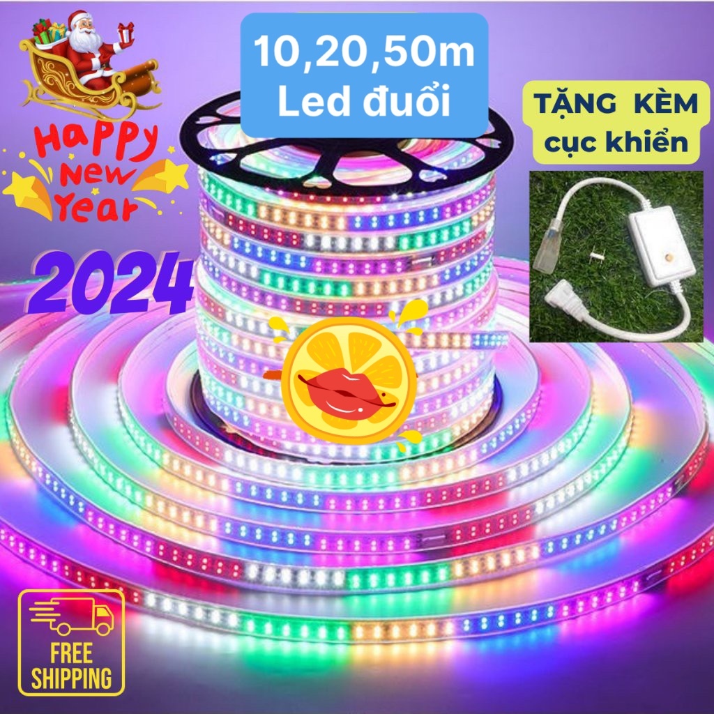 Cuộn 10 , 20 , 50m Dây Đèn LED 2835 220V có kèm nguồn nối sẵn trang trí ...