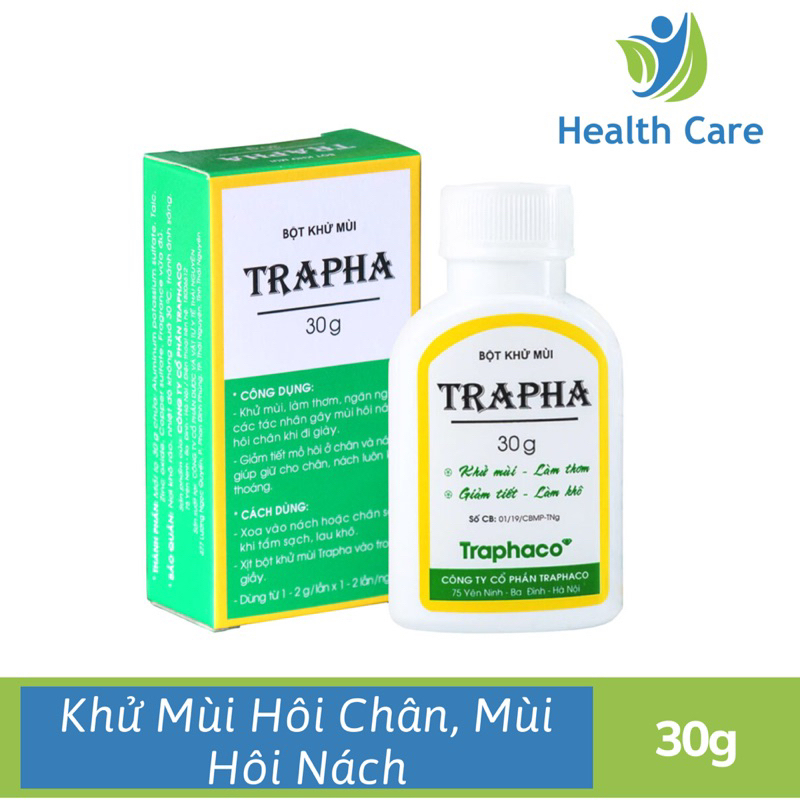 Bột khử mùi trapha hỗ trợ khử mùi, làm thơm, giảm tiết, làm khô (30g ...