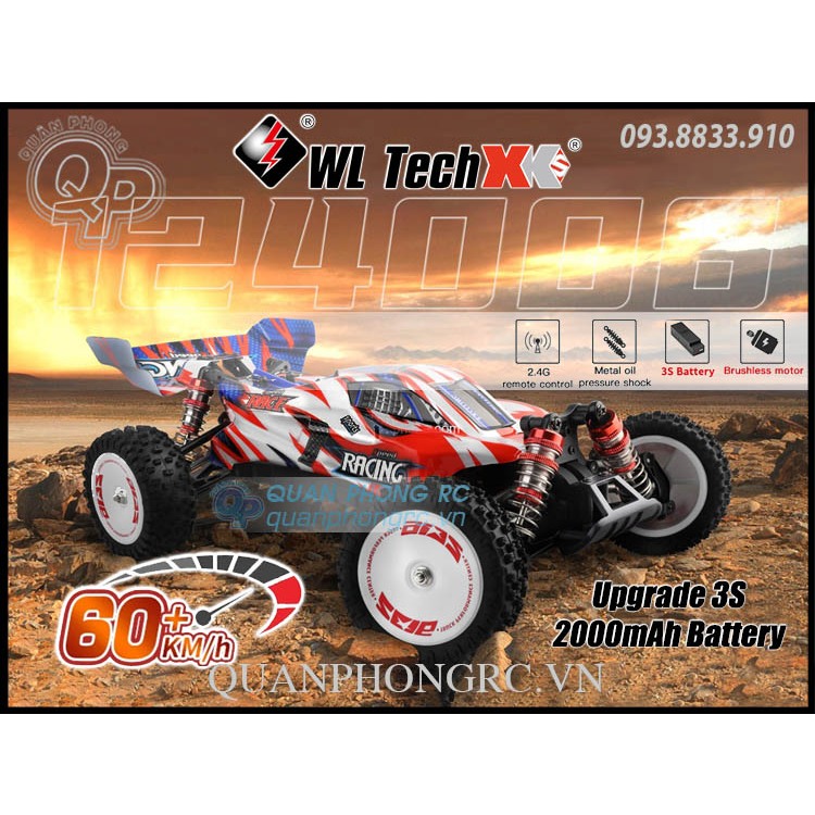 WLtoys 124008 1/12 2.4G 4WD Brushless High Speed Racing RC Car (3S ...