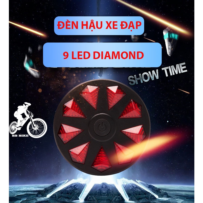 Đèn hậu xe đạp thể thao bóng LED 9 DIAMOND siêu bền gắn sau yên, đèn đuôi xe đạp thể thao BB ...