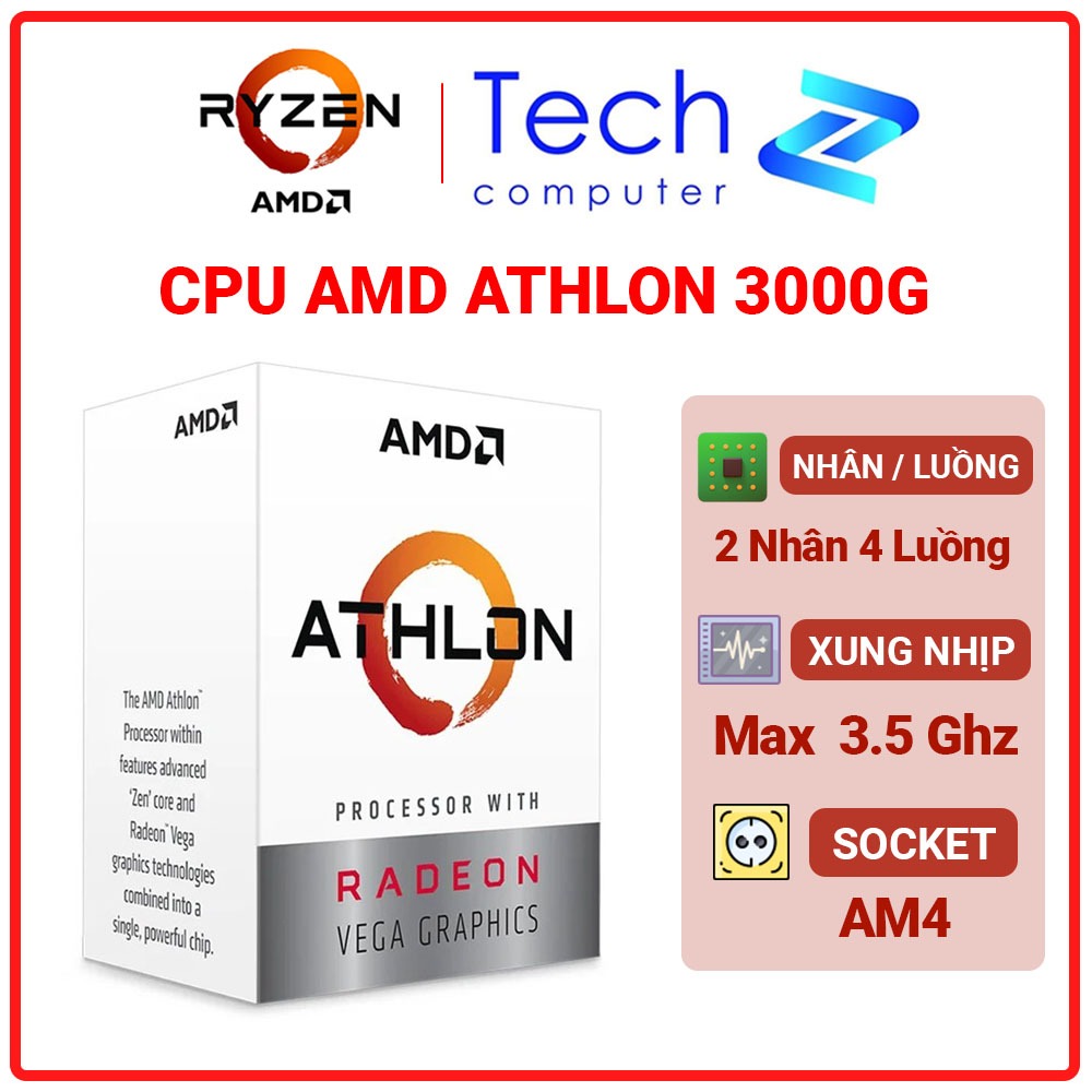 CPU AMD Athlon 3000G Chính Hãng Bảo Hành 3 Năm | Shopee Việt Nam