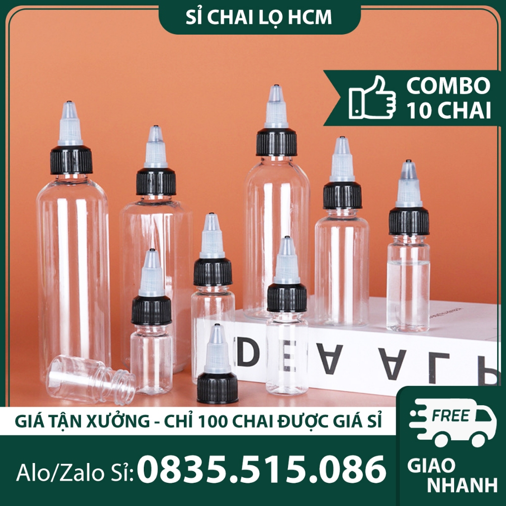 Chai nhựa (combo 10 chai) chiết mỹ phẩm, 5ml/10ml/ 20ml/ 30ml/ 50ml ...
