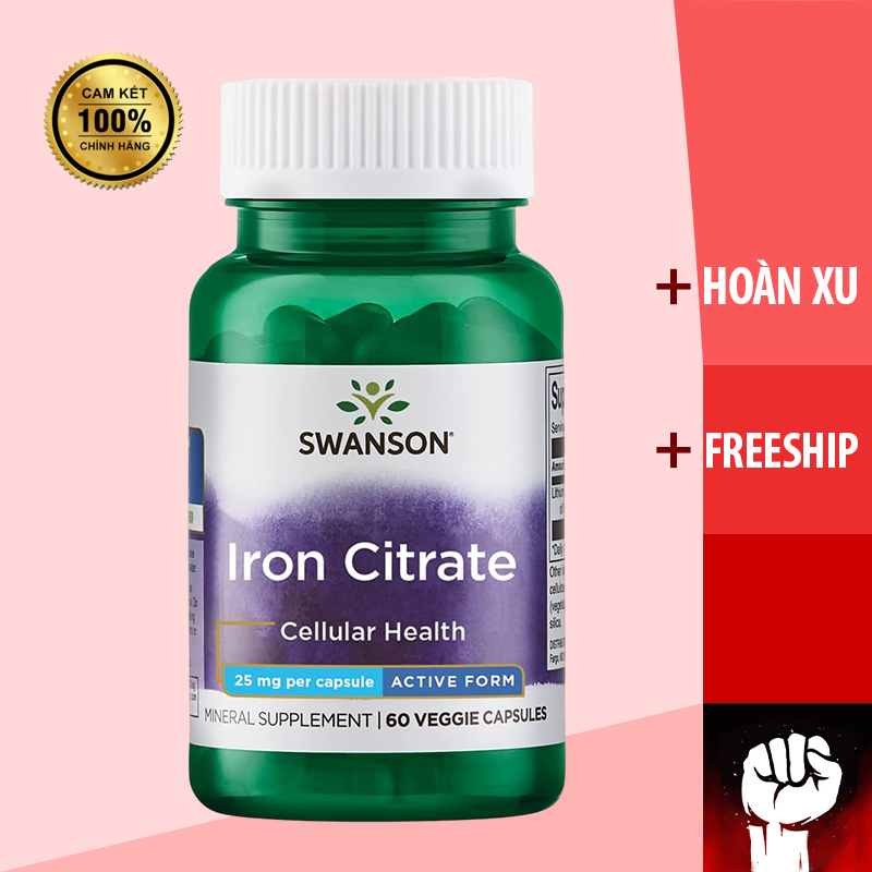 Swanson Premium Iron Citrate Active Form [60 viên] [25mg] | Bổ máu ...