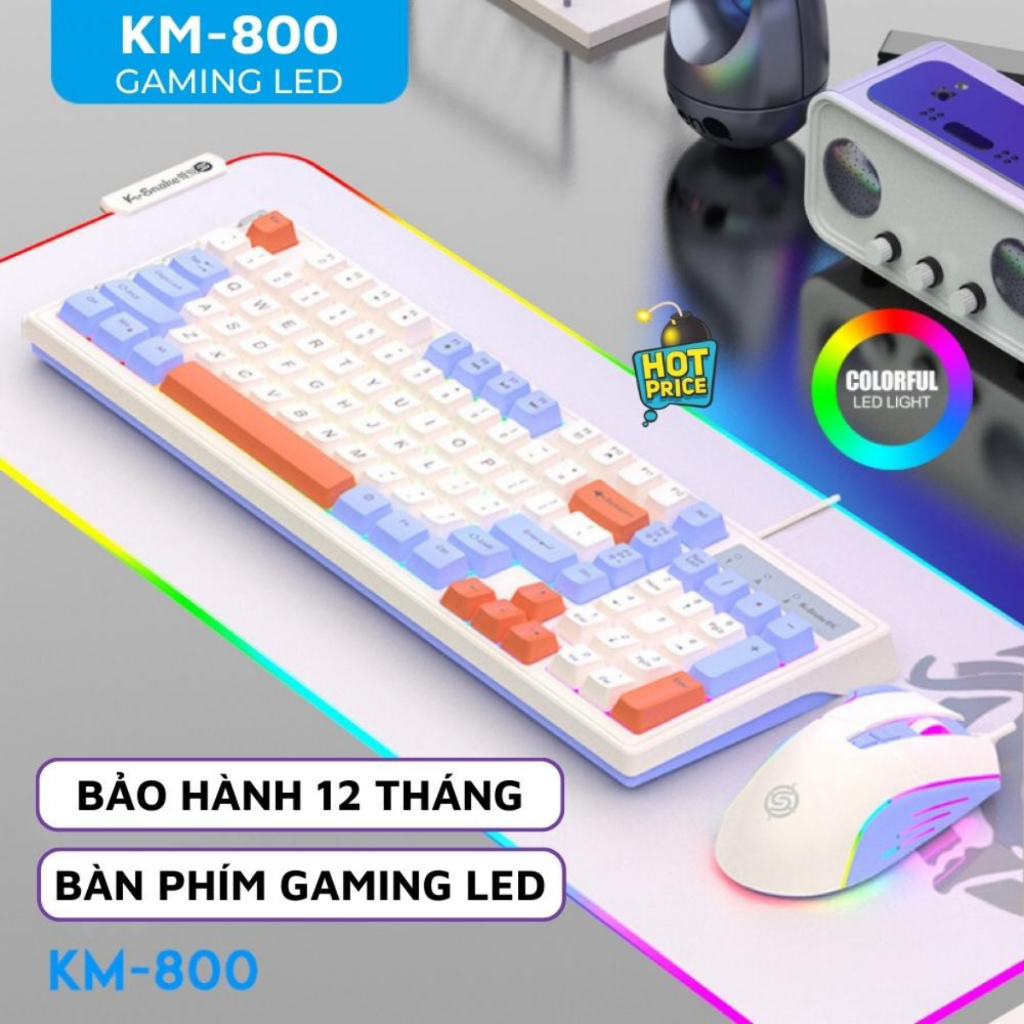 Bộ Bàn Phím Chuột Máy Tính KM800 Led 7 Màu Cực Đẹp Gõ Êm Chống Nước Chơi Game, Văn Phòng _ Phụ ...