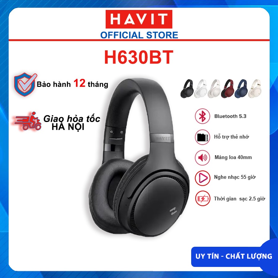 [Hỏa tốc HN] Tai Nghe Bluetooth Headphone HAVIT H630BT, Driver 40mm, BT 5.3, Gập Tiện Lợi, Nghe ...