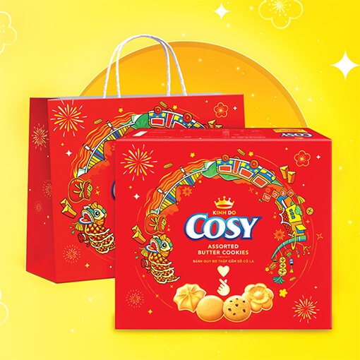 [Mẫu mới 2024] Bánh quy bơ thập cẩm Cosy Socola hộp giấy 330g kèm túi ...