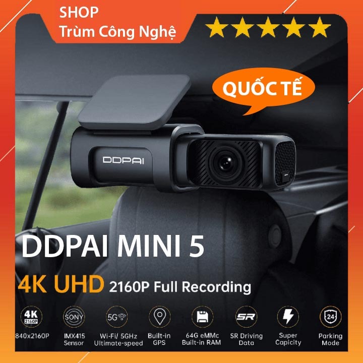 Camera hành trình DDPAI Mini 5 64GB Độ Nét 4K Tích hợp sẵn GPS Phiên ...