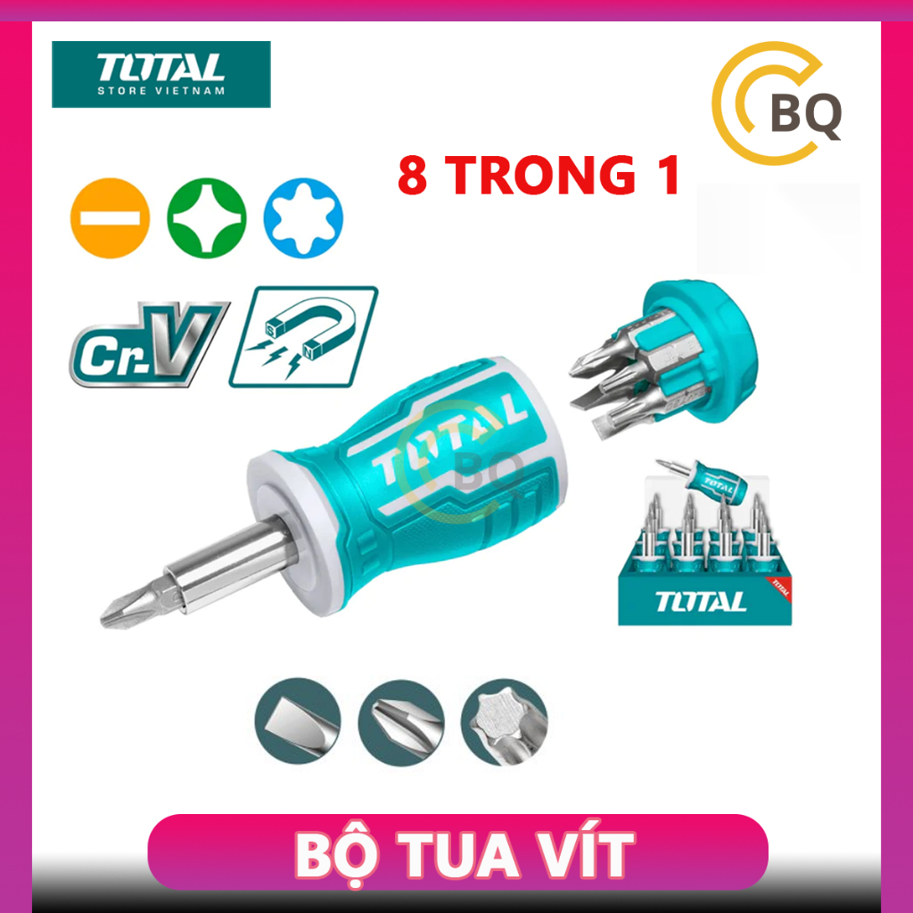 Bộ tua vít 8 trong 1 nhỏ gọn TOTAL TACSDS0706 dùng để vặn ốc tua mini ...