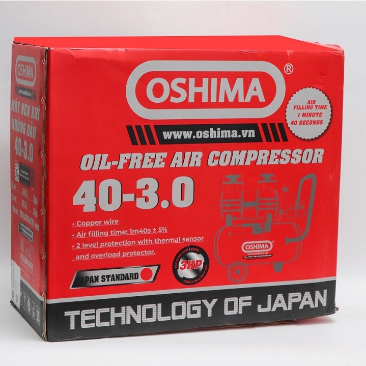 Máy nén khí không dầu Oshima 3hp 40 lít | Shopee Việt Nam