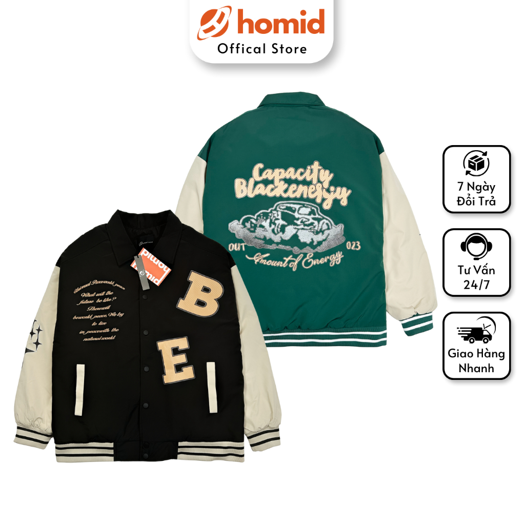 Áo Khoác Gió Homid Varsity B E Nam Nữ Chần Lông 2 Lớp Siêu Dày Dặn ...