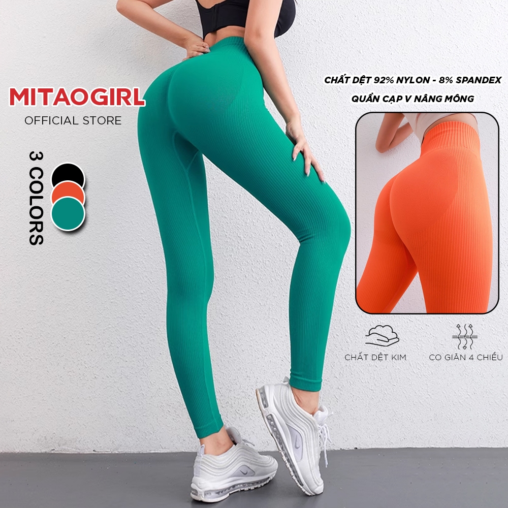 Quần Tập Gym Yoga Nữ Mitaogirl Dáng Dài Legging Cạp Cao Chun Mông Chất Dệt Cao Cấp Nâng Mông