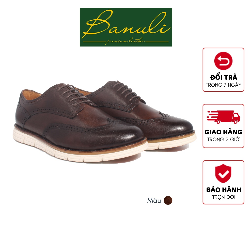 Giày Da Nam Derby BANULI HSNM16 (Premium Leather, Authentic) | Shopee ...