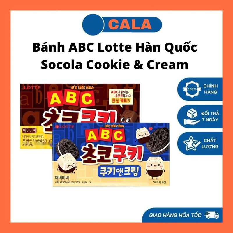 Bánh ABC Lotte Hàn Quốc Socola Cookie & Cream 50g | Shopee Việt Nam