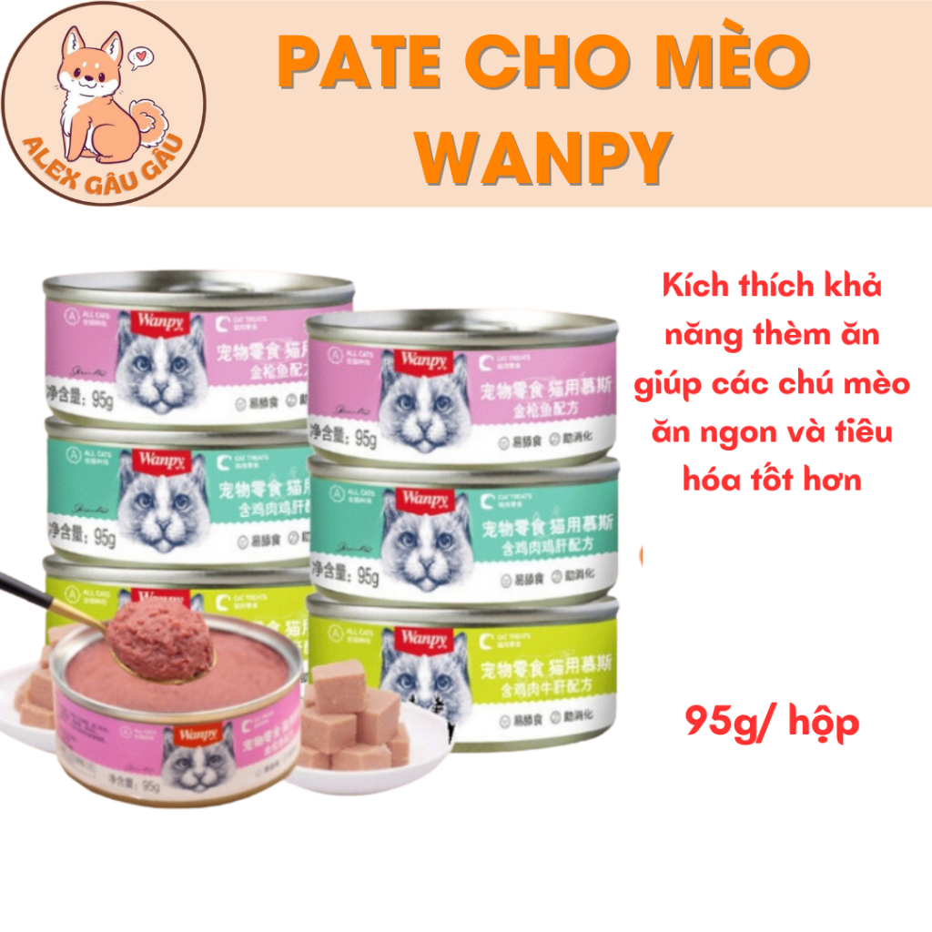Pate Cho Mèo WANPY Lon 95g Nhiều Vị Thơm Ngon Hàng Chính Hãng (Dạng ...