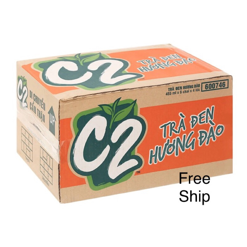 Thùng 24 chai nước ngọt C2 Đào Chanh 455ml | Shopee Việt Nam