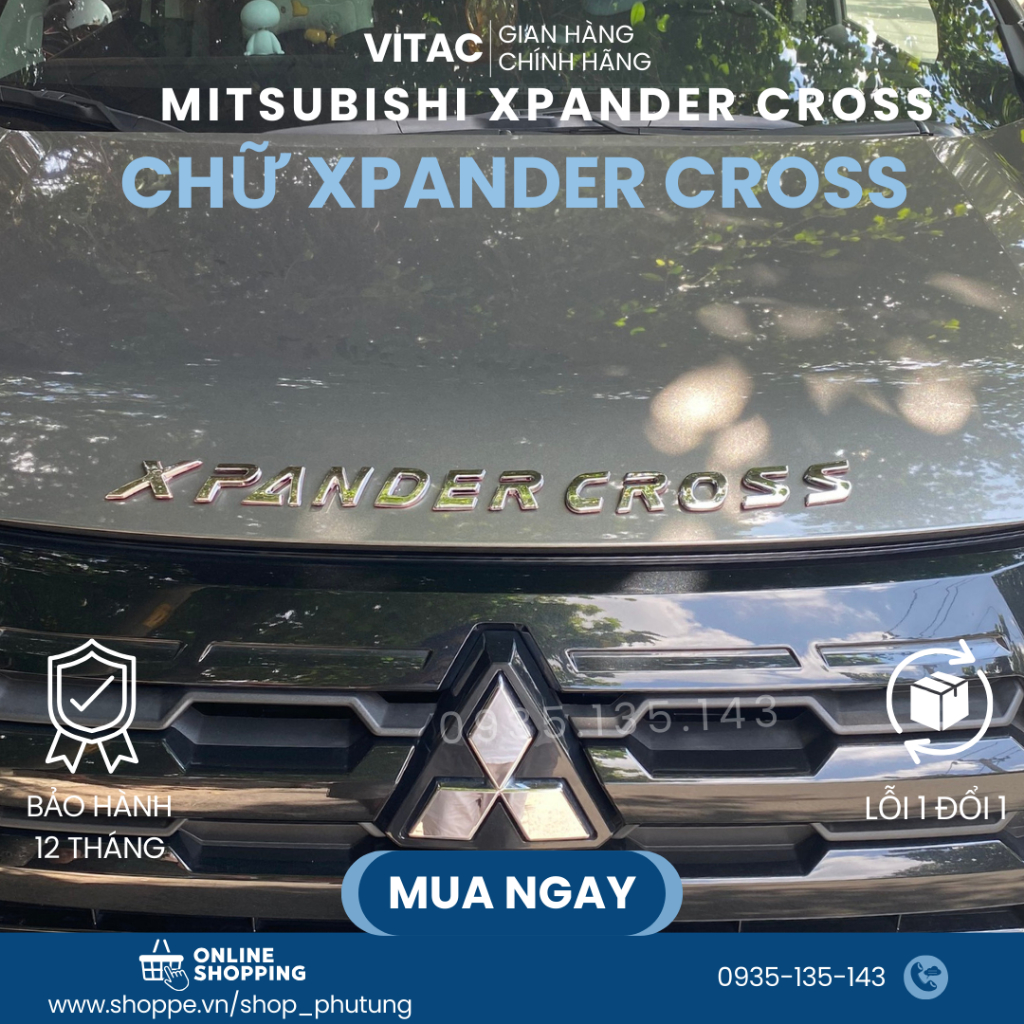 Logo chữ 3D nổi dán nắp Capo Mitsubishi Xpander/Xpander Cross | Shopee ...