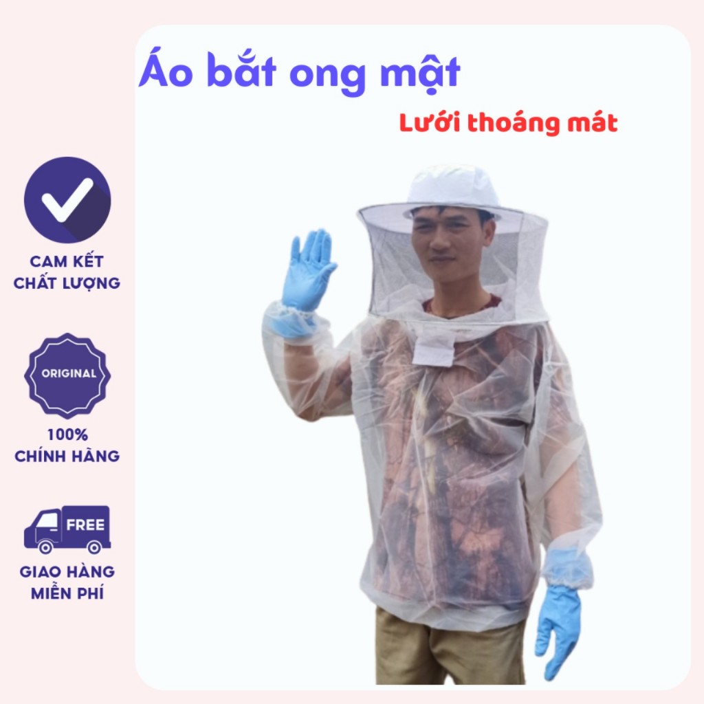 Áo bắt ong mật liền mũ lưới thoáng mát - quần áo bảo hộ bắt ong - áo ...
