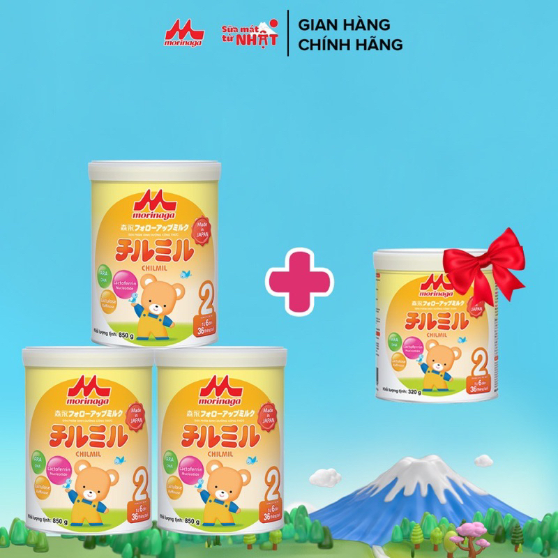 [Mua 3 + 1] Combo 3 lon sữa Nhật Bản Morinaga số 2 850g Tặng lon 320g (tách đai) (HSD 02/26 ...