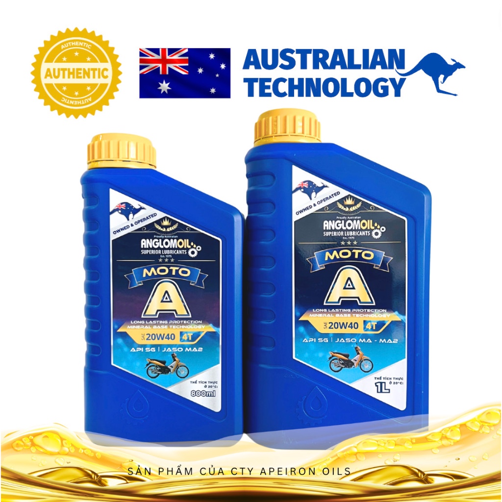 Dầu nhớt Anglomoil - Moto A | SAE 20W-40 | 0,8 Lít và 1 Lít - Nhớt dành cho xe số | Shopee Việt Nam