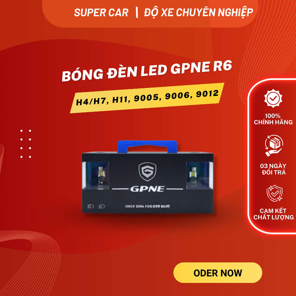 Bóng Led GPNE R6 Mã Chân Cắm H4, H7, H11, 9005, 9006, 9012 Công Suất 80W Bóng Led Tăng Sáng Cho ...