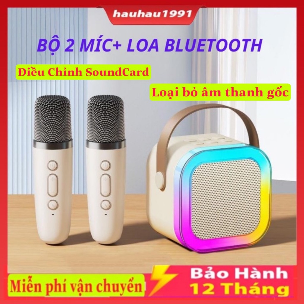 Loa Bluetooth Karaoke Mini K12 ,D1Siêu Hay, Kèm 2 Micro Mini, Chất Âm ...