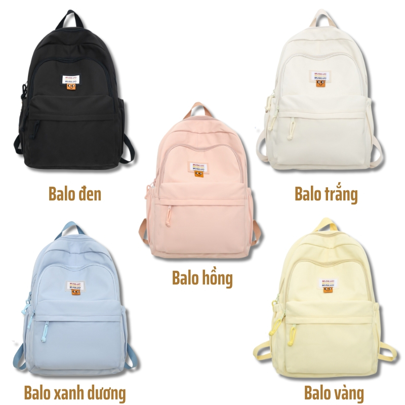 Balo đi học nữ GENBAG balo ulzzang trơn basic nhiều ngăn đựng vừa ...