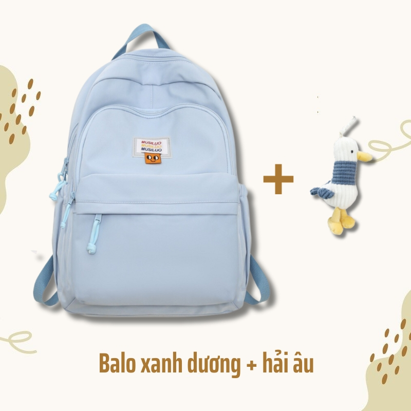 Balo đi học nữ GENBAG balo ulzzang trơn basic nhiều ngăn đựng vừa ...