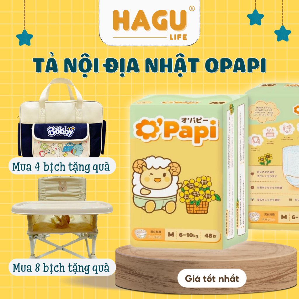 Tả bỉm Nội địa Nhật OPAPI dán quần đủ size kèm quà tặng từ nhà Hagu ...