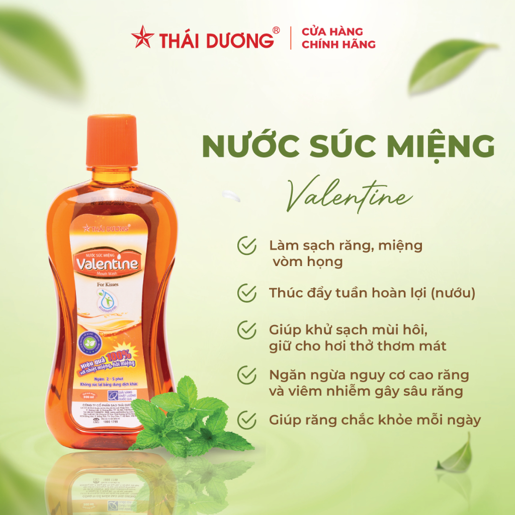 Nước súc miệng Valentine ngăn ngừa nhiệt miệng, hôi miệng, sâu răng ...