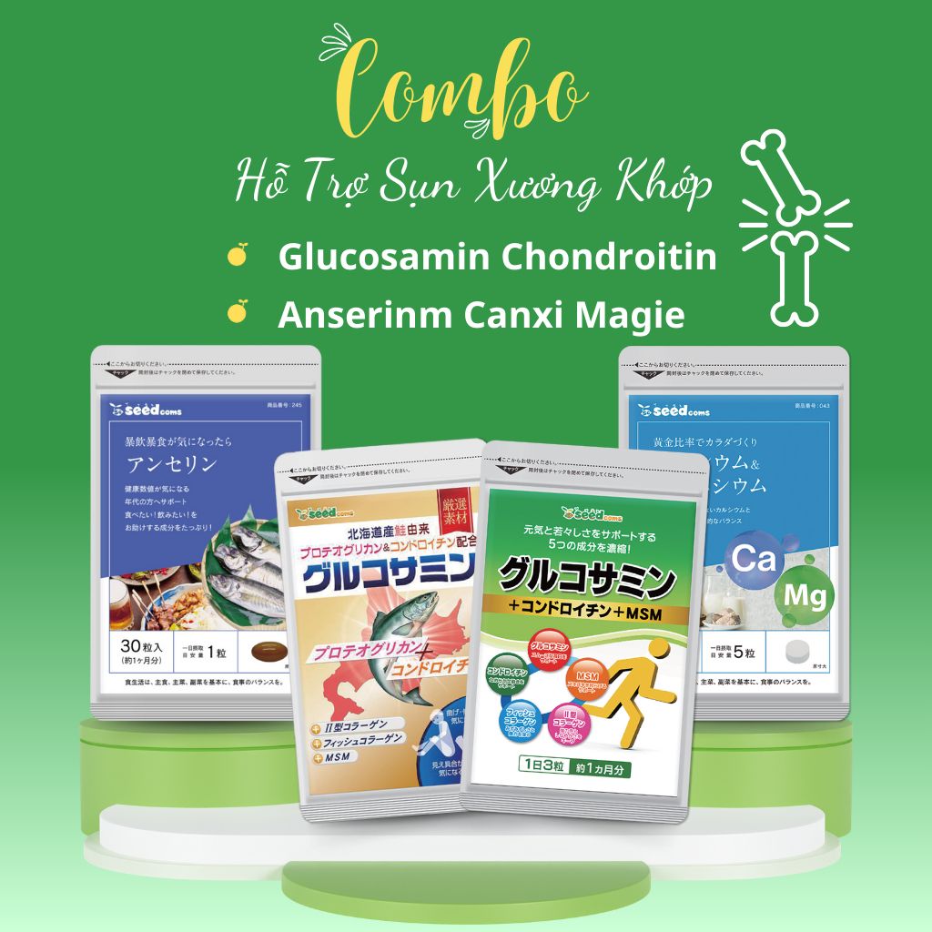 Combo Viên Uống Glucosamin Chondroitin Anserin Collagen Type 2 MSM ...