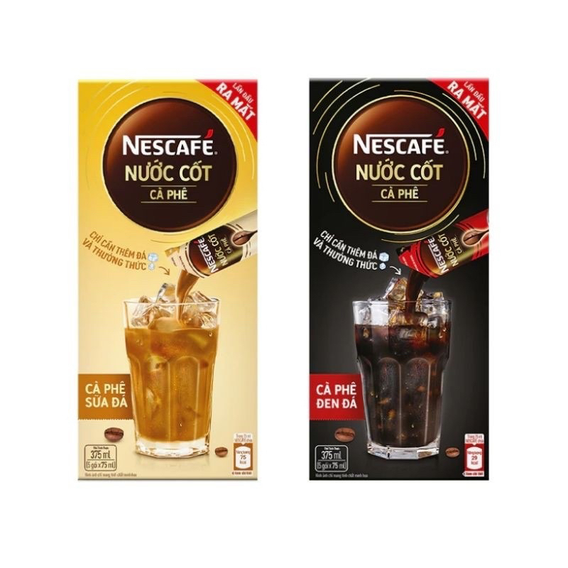 NƯỚC CỐT CÀ PHÊ NESCAFE SỮA ĐÁ/ ĐEN ĐÁ 375ML ( 5 gói x 75ML) | Shopee ...